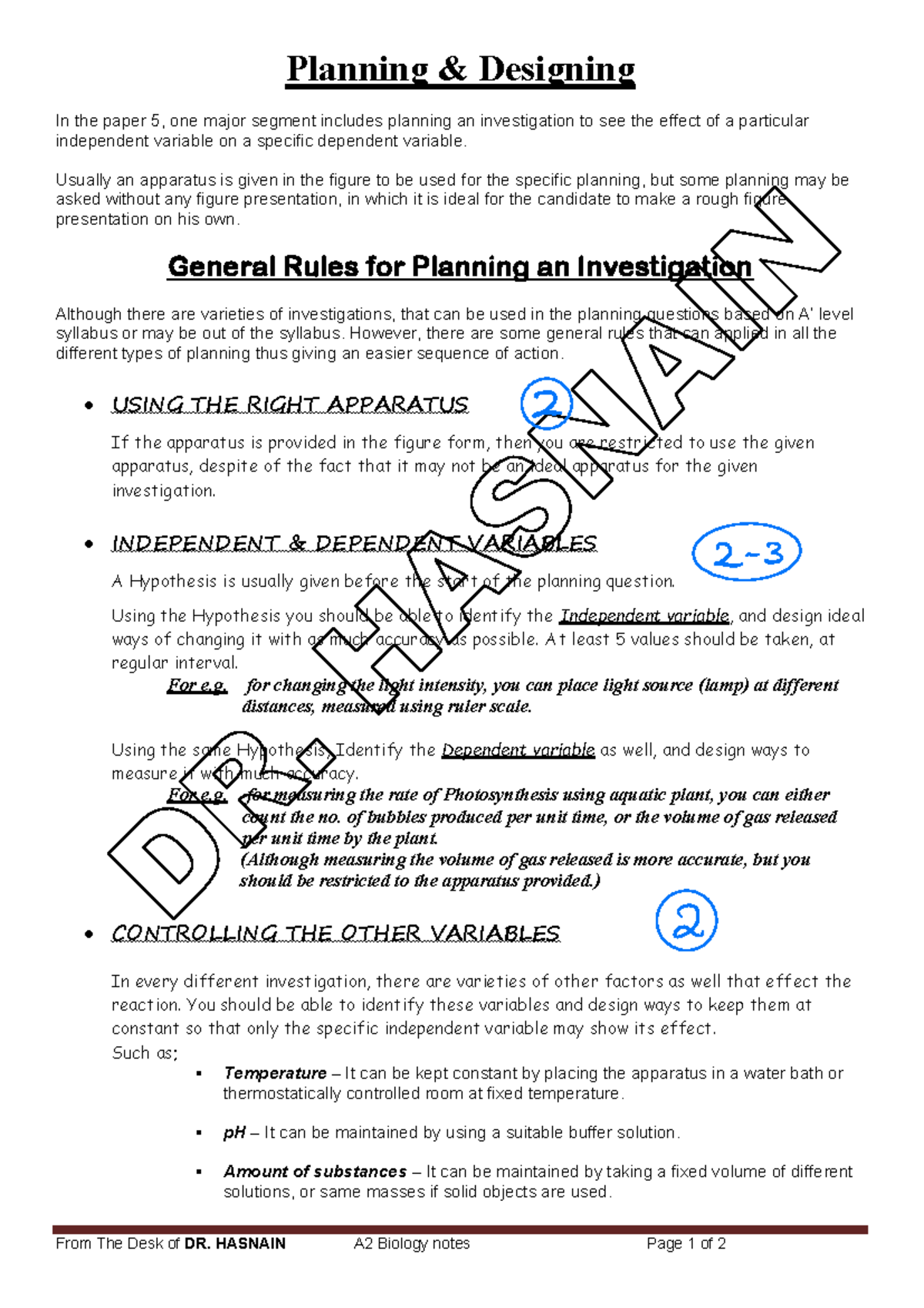 P5 with Doctor Hasnain - p5 notes - From The Desk of DR. HASNAIN A2 ...