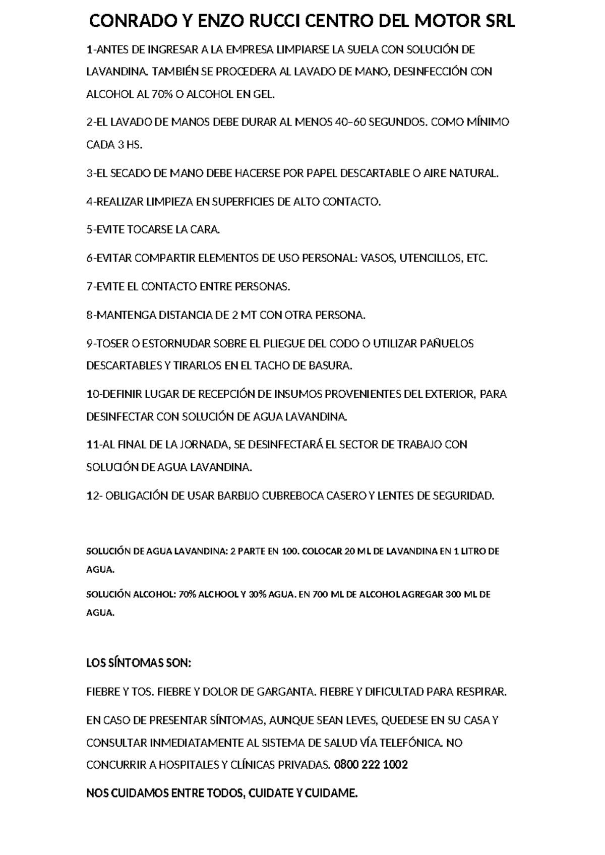 Coronavirus Folleto - CONRADO Y ENZO RUCCI CENTRO DEL MOTOR SRL 1-ANTES ...