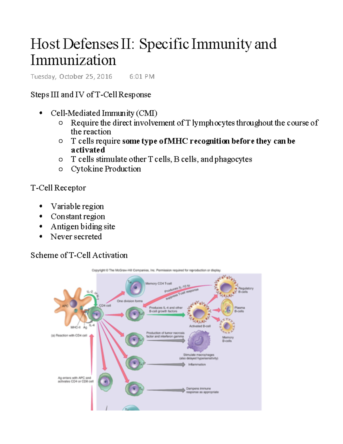 MIC205 - Host Defenses II.II Specific Immunity and Immunization - Host ...