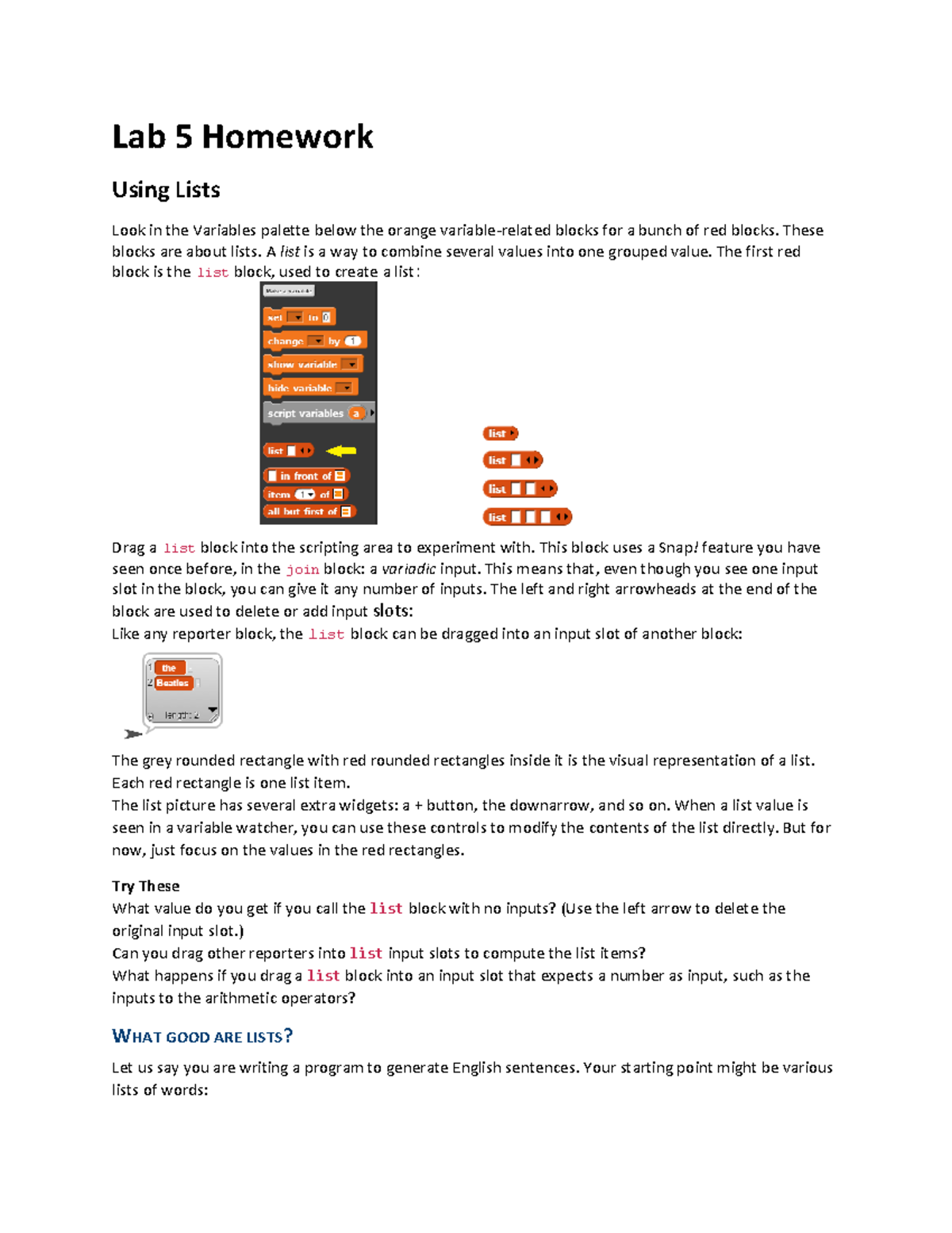 Lab 5 Homework - It is an assignment for Snap. - Lab 5 Homework Using ...