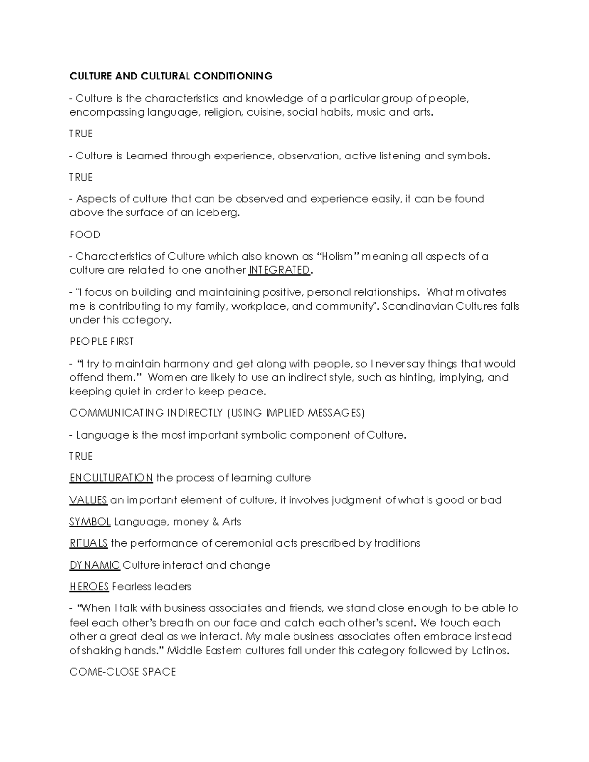 Culture AND Cultural Conditioning Reviewer - CULTURE AND CULTURAL ...