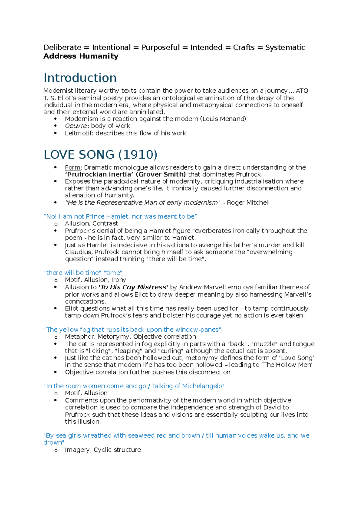 Module B Quote Sheet - Deliberate = Intentional = Purposeful = Intended ...