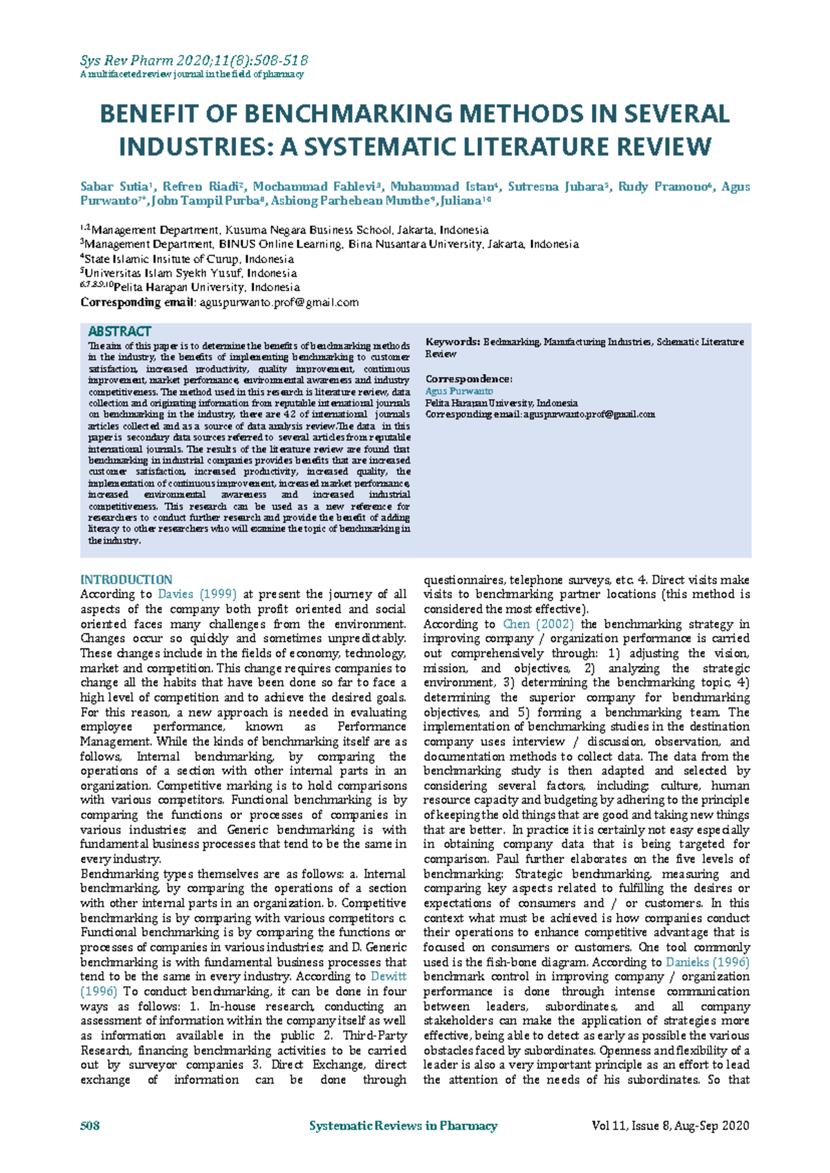 Ssrn id3986775 code4970078 - Sys Rev Pharm 2020;11( 8 ): 508 - 518 A ...