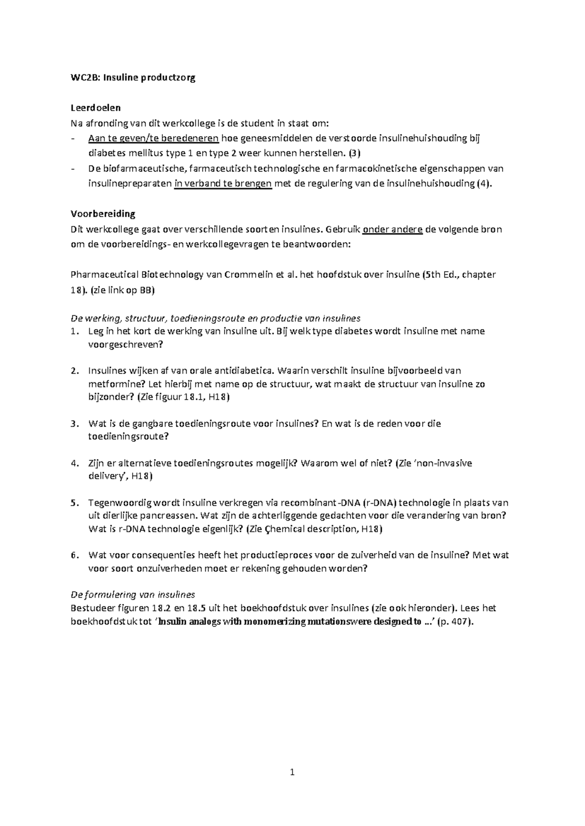 WC2B voorb - WC2B: Insuline productzorg Leerdoelen Na afronding van dit ...