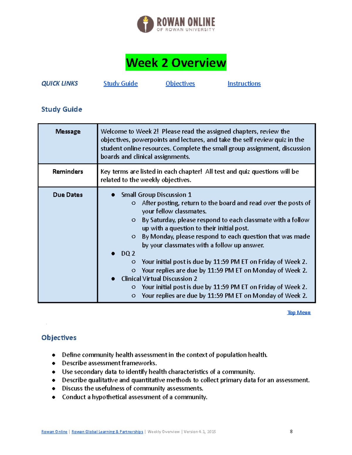 Week 2 - study guide review notes - Week 2 Overview QUICK LINKS Study ...