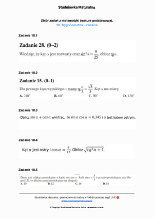 Tabele wartości funkcji trygonometrycznych - 18. TABLICA WARTOSCI ...