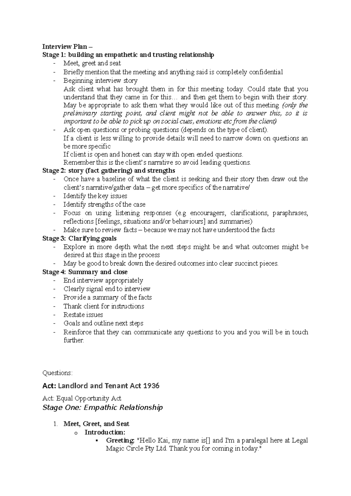 Interview plan - Iccan - Interview Plan – Stage 1: building an ...