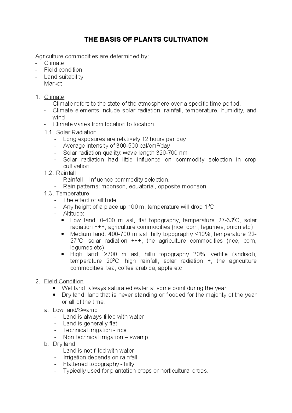 THE Basis OF Plants Cultivation Notes - THE BASIS OF PLANTS CULTIVATION ...