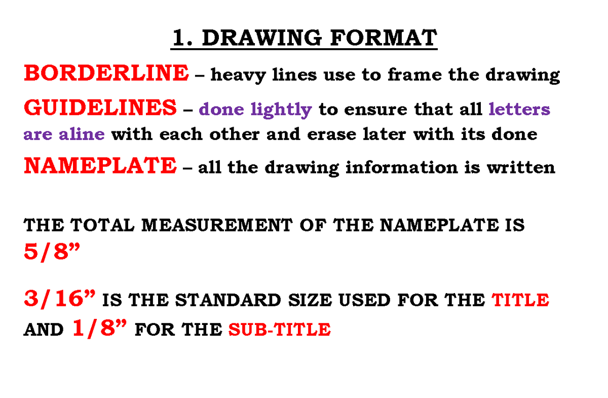1ST Periodic TEST Reviewer - 1. DRAWING FORMAT BORDERLINE – heavy lines ...