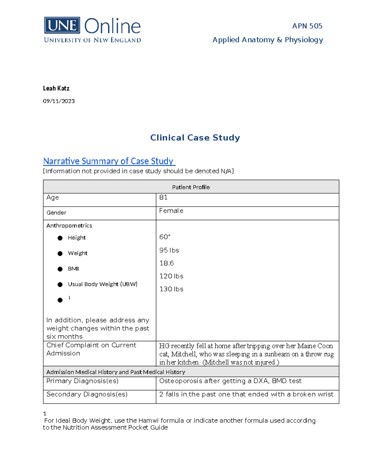 APN 505 - template number 2 - Applied Anatomy & Physiology Leah Katz 09 ...