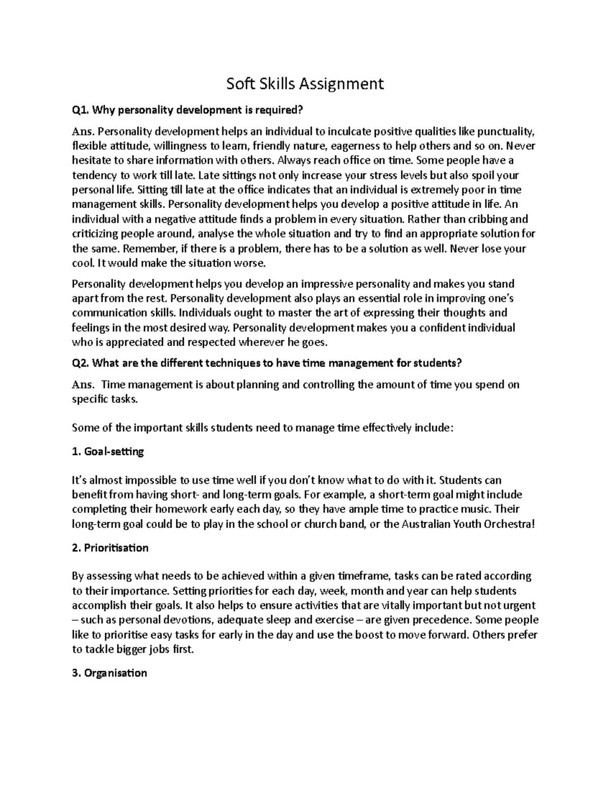 Soft Skills Assignment - IE-201 - Studocu