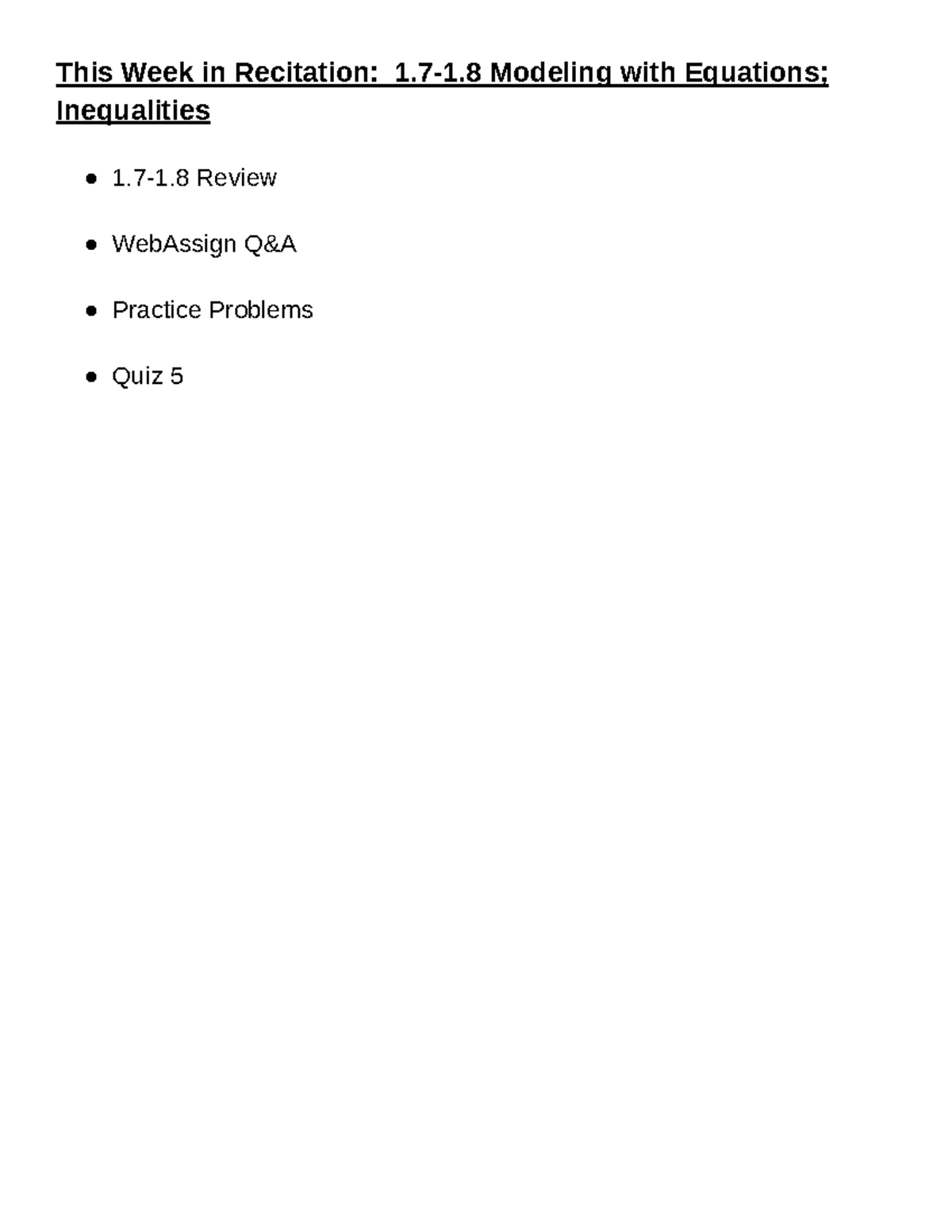 Math 111, 1.7-1.8 Recitation (Week 6) - This Week in Recitation: 1.7-1 ...