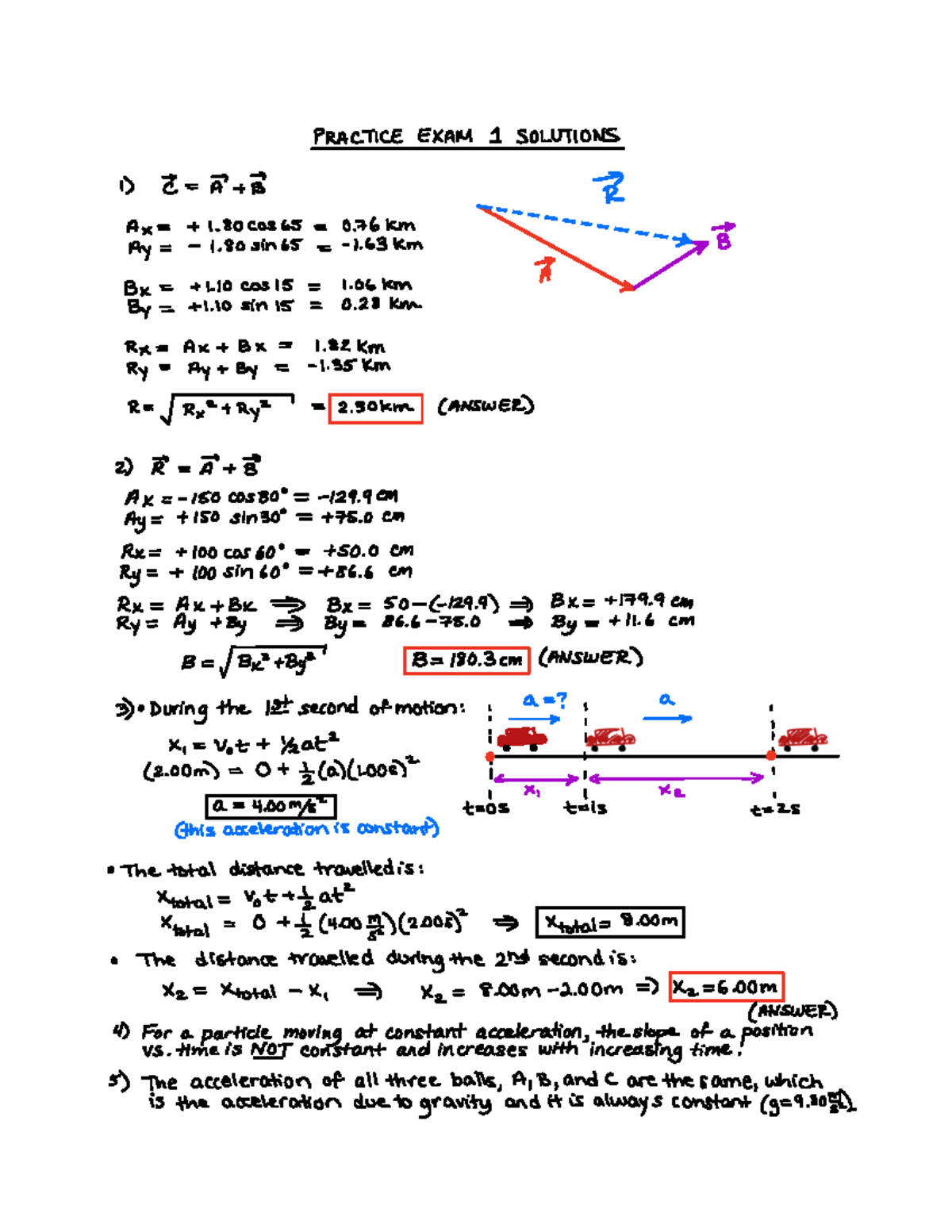 Sol Ex1 203 Practice - PRACTICE EXAM 1 SOLUTIONS D E E 5 r R a r p p a r Ax 1 65 0 d M d 1 Ay I ...