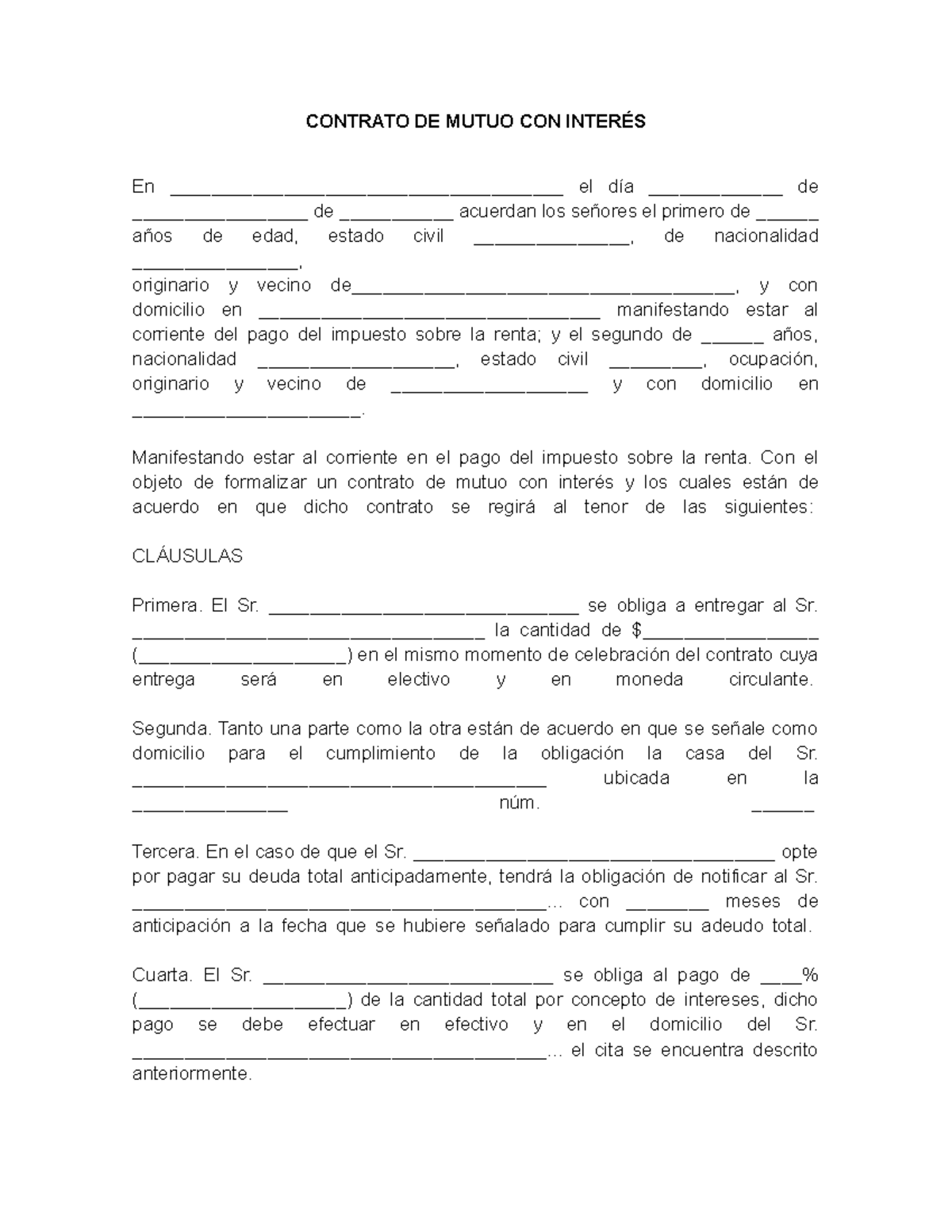 Contrato DE Mutuo CON Interés - CONTRATO DE MUTUO CON INTERÉS En - Studocu