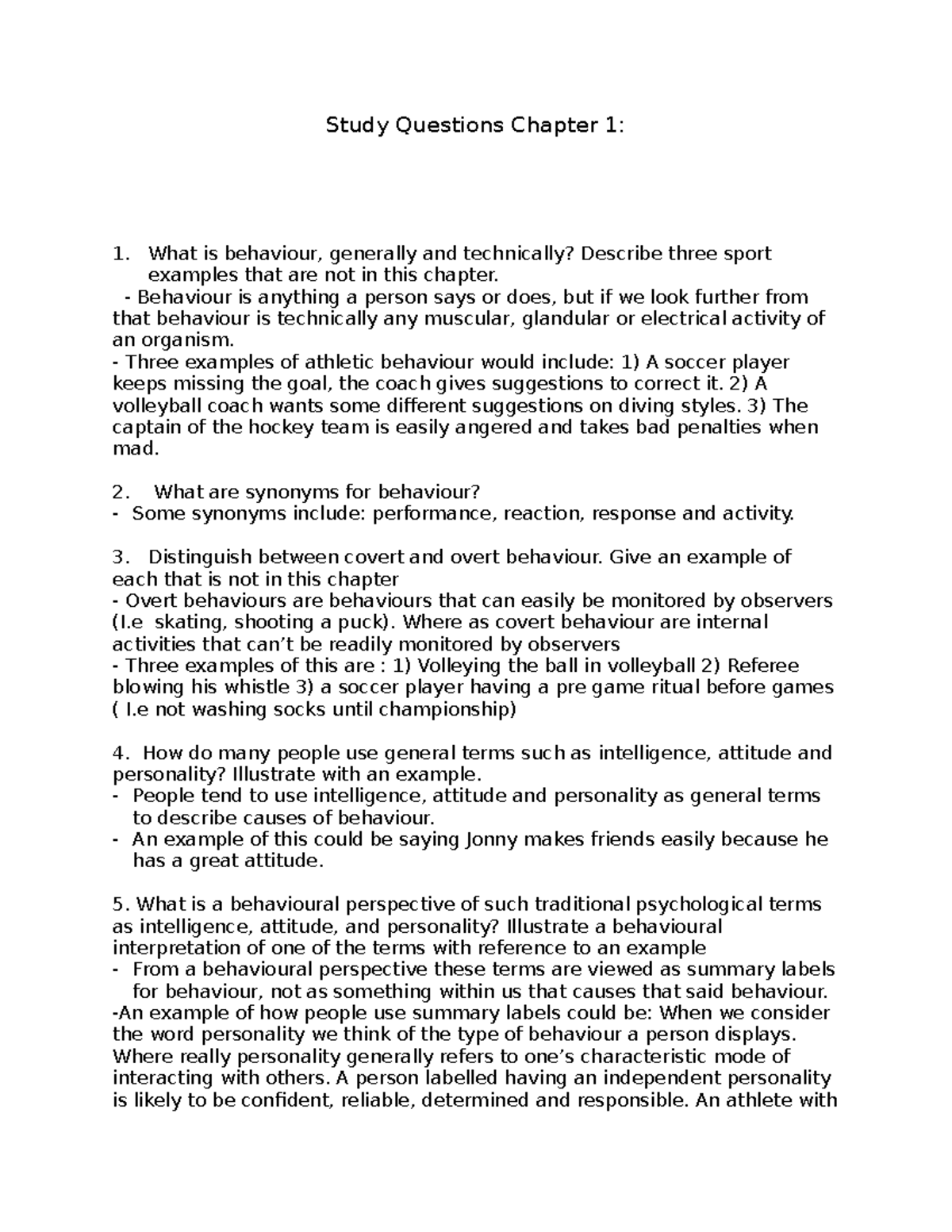 Study Questions unit 1 and 2 - Study Questions Chapter 1: What is ...