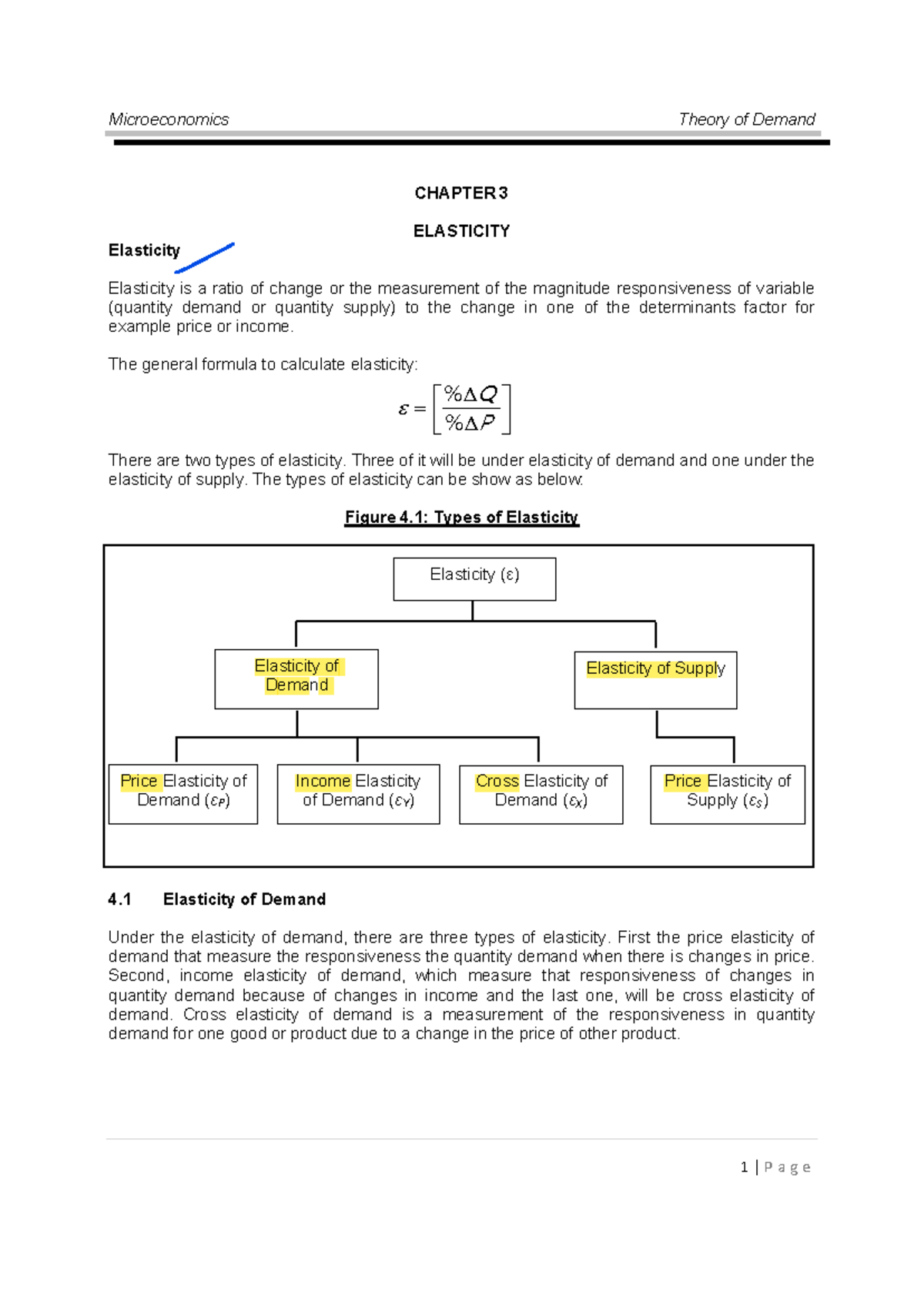 Eco chapter 3 - Microeconomics Theory of Demand CHAPTER 3 ELASTICITY ...