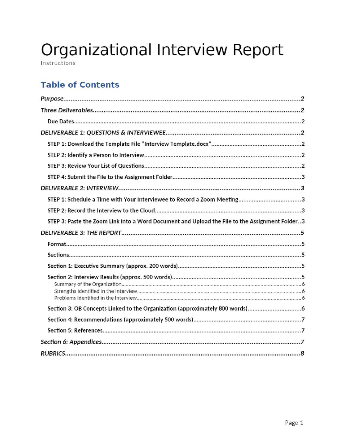 Interview Instructions (OB) - Org behavior - Studocu