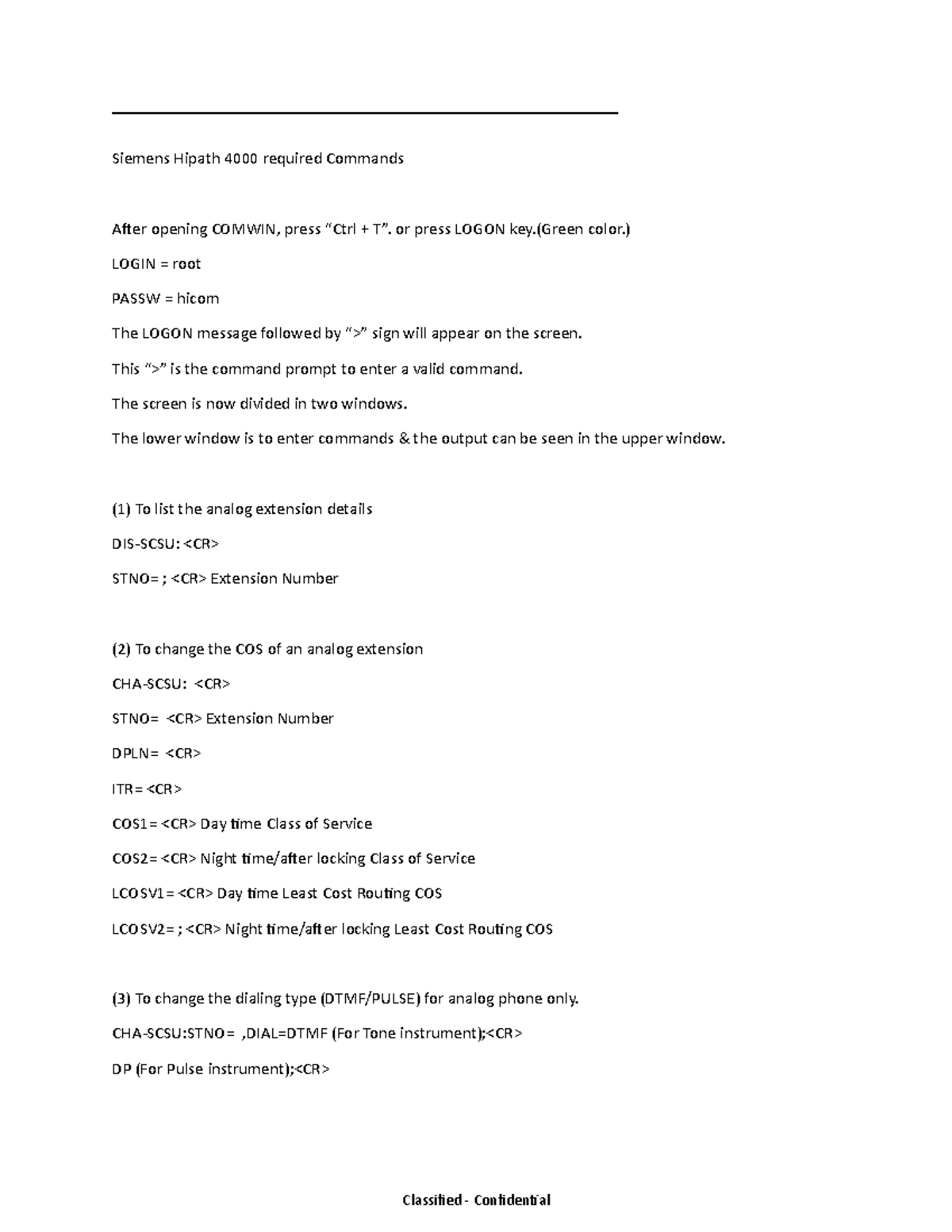 Comandos hipath 4000 - Siemens Hipath 4000 required Commands After ...