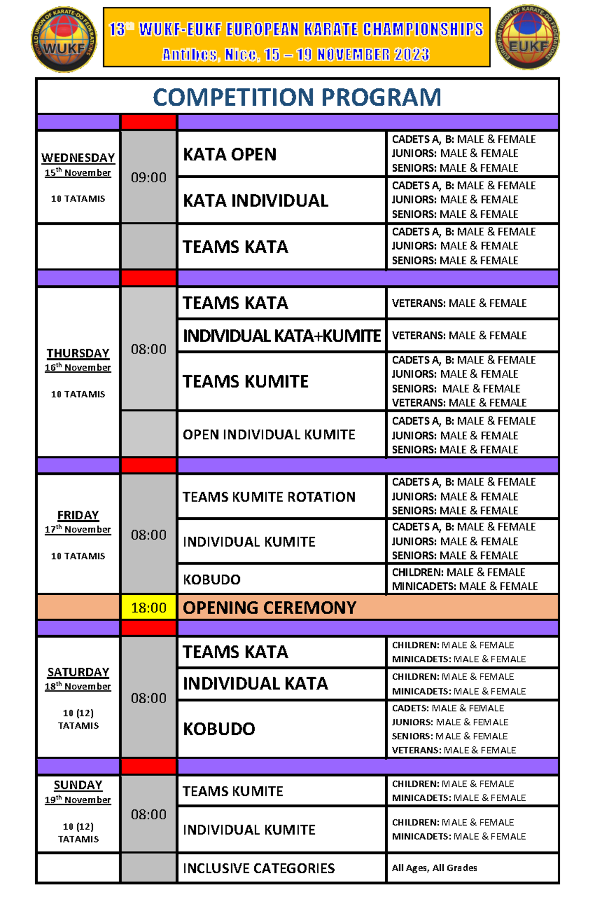 Competition-Program - Sim - COMPETITION PROGRAM WEDNESDAY 15 th ...