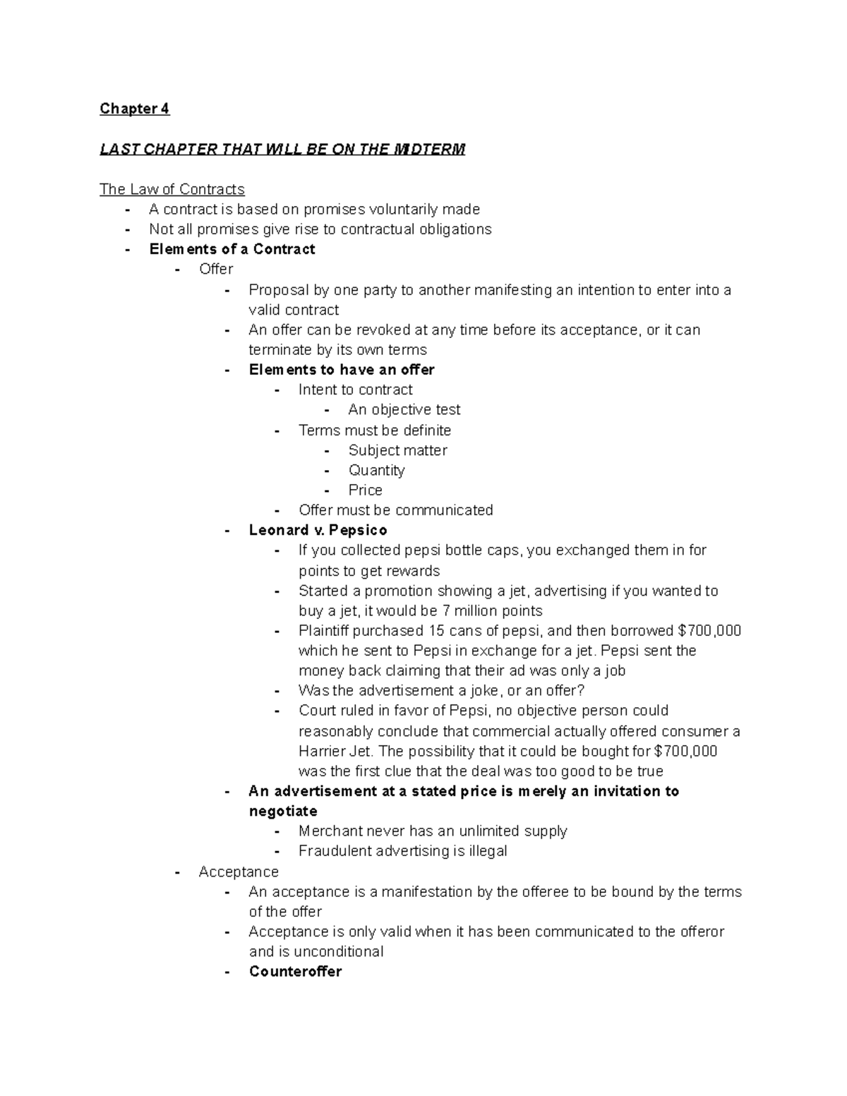 Chapter 4 Notes - Chapter 4 LAST CHAPTER THAT WILL BE ON THE MIDTERM ...