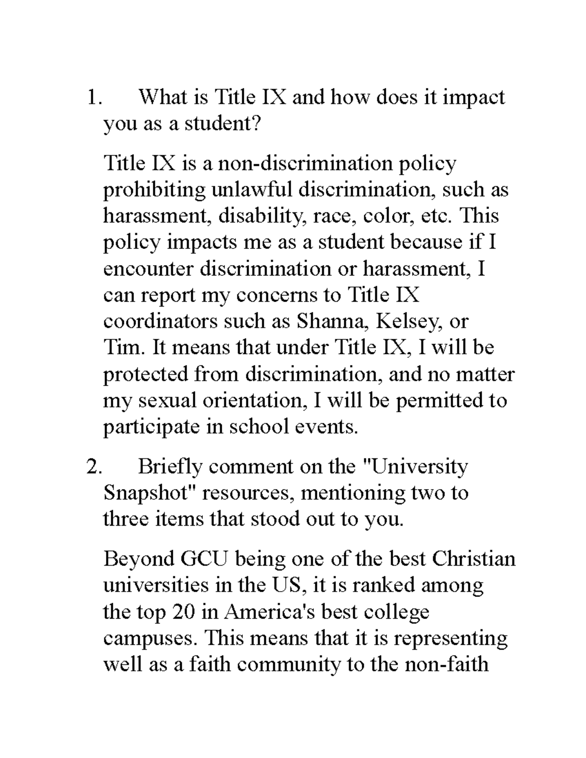 Topic 1 DQ 1 GCU - the first dq - What is Title IX and how does it ...