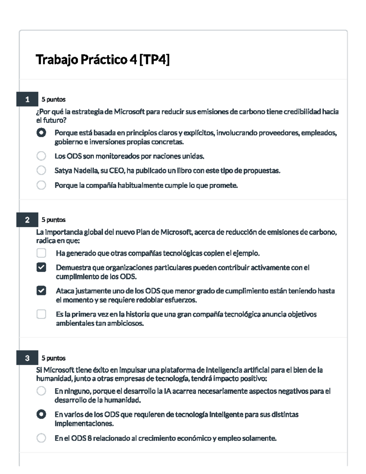 Trabajo Práctico 4 [TP4]tecnologia 100%%%% - Trabajo Práctico 4 1 5 puntos qué la estrategia de ...
