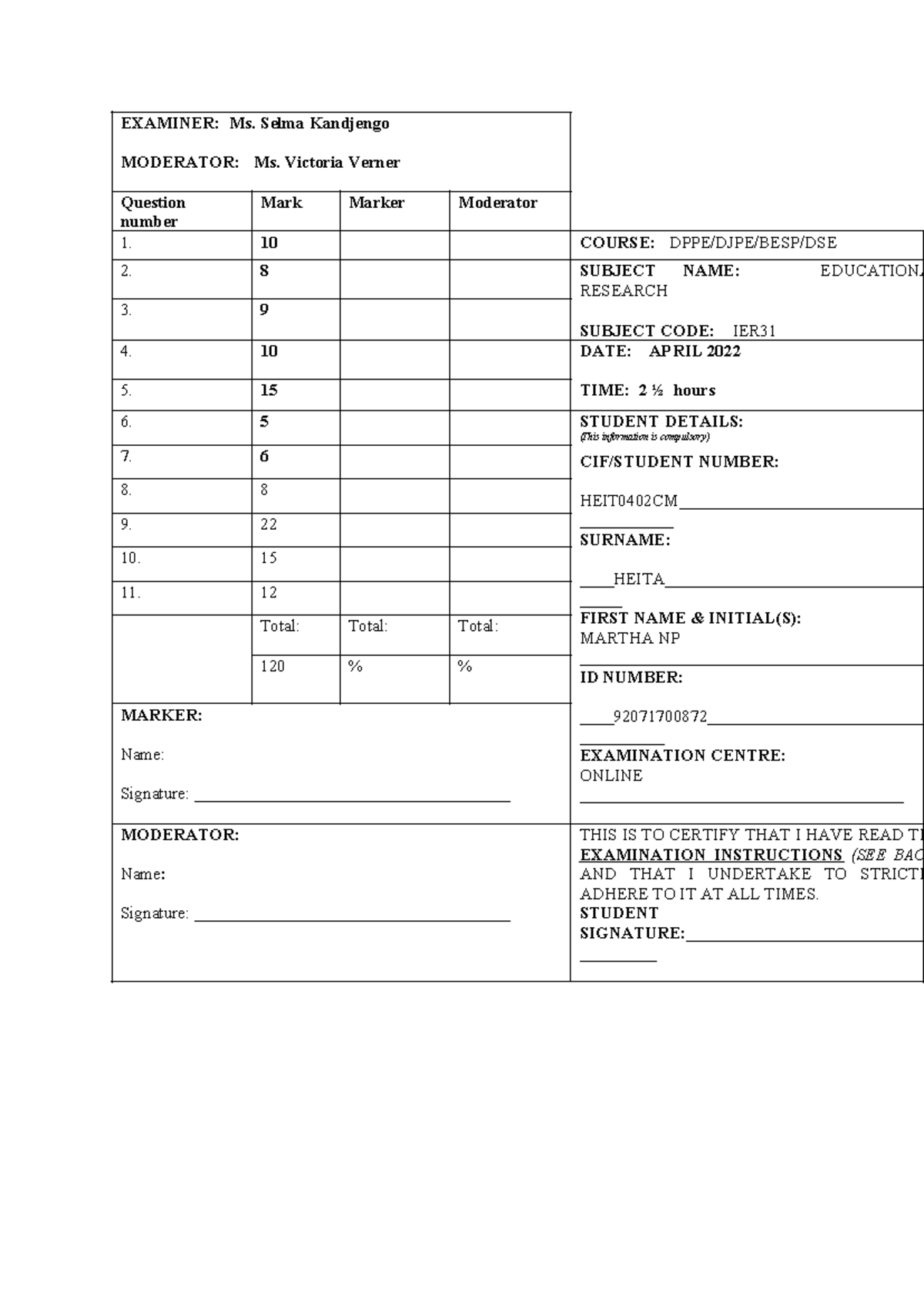 Exam EE-ER April 2022 HEIT0402CM 16115133 - EXAMINER: Ms. Selma ...