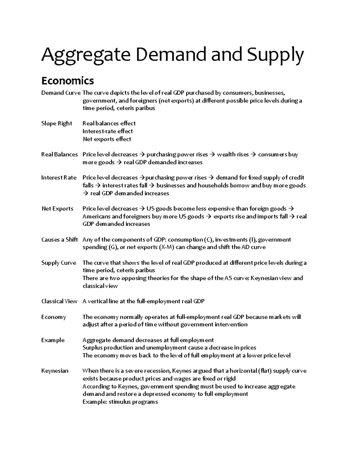 Aggregate Demand and Supply - Aggregate Demand and Supply Economics ...