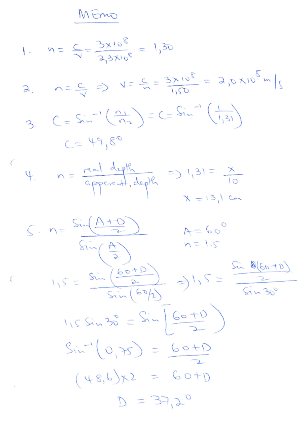 Tutorial 3 1 Refraction And Lenses Memo Egp151s Studocu