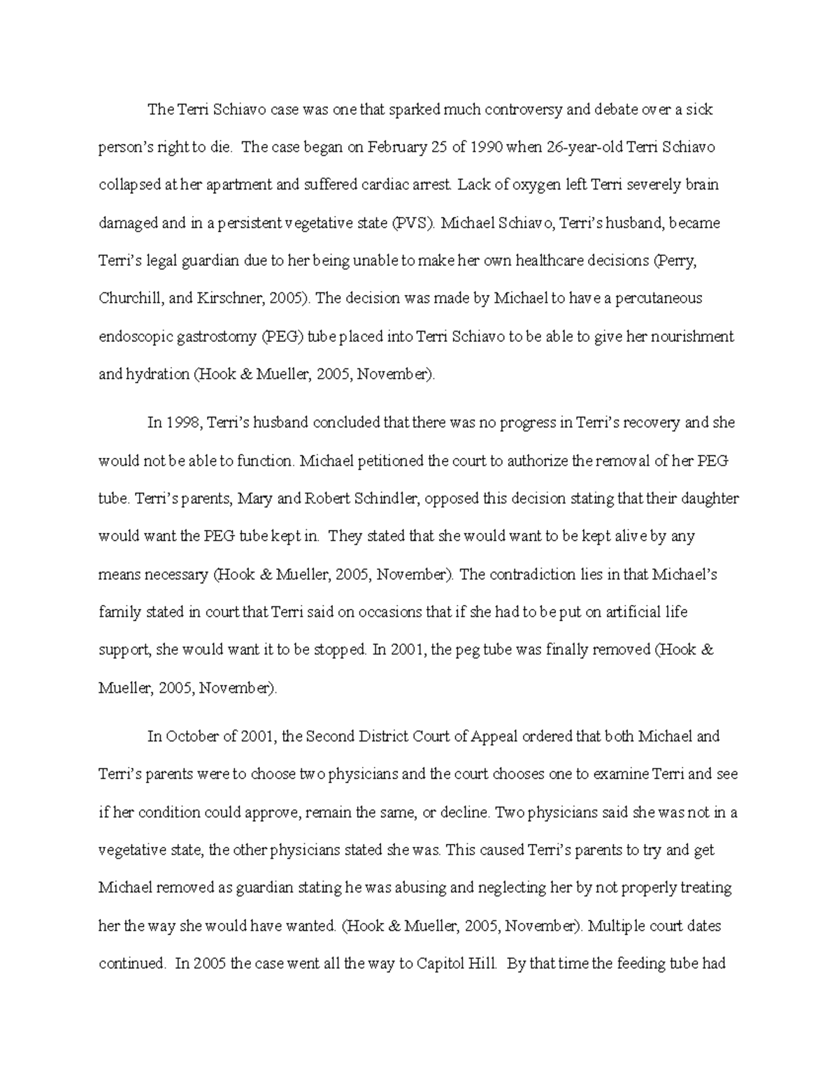 Terri Schiavo Case 1 - Assignment - IHP420 - SNHU - Studocu