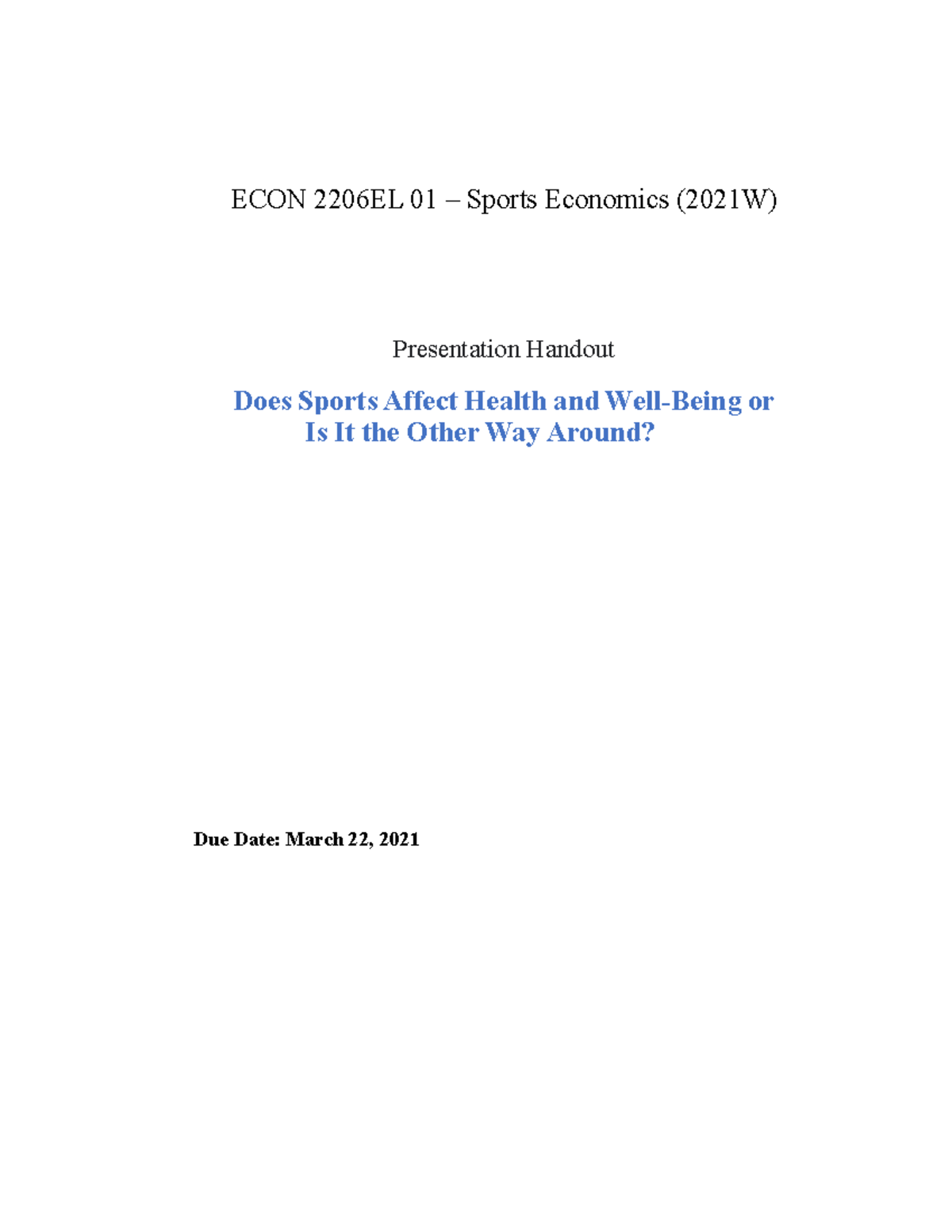 ECON 2206EL 01 – Sports Economics (2021W) - ECON 2206EL 01 – Sports ...