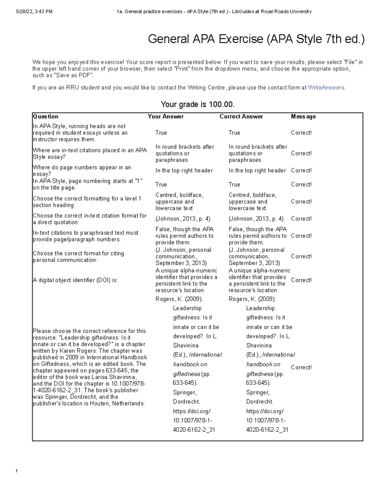 1a. General practice exercises - APA Style (7th ed - 5/28/22, 3:43 PM ...