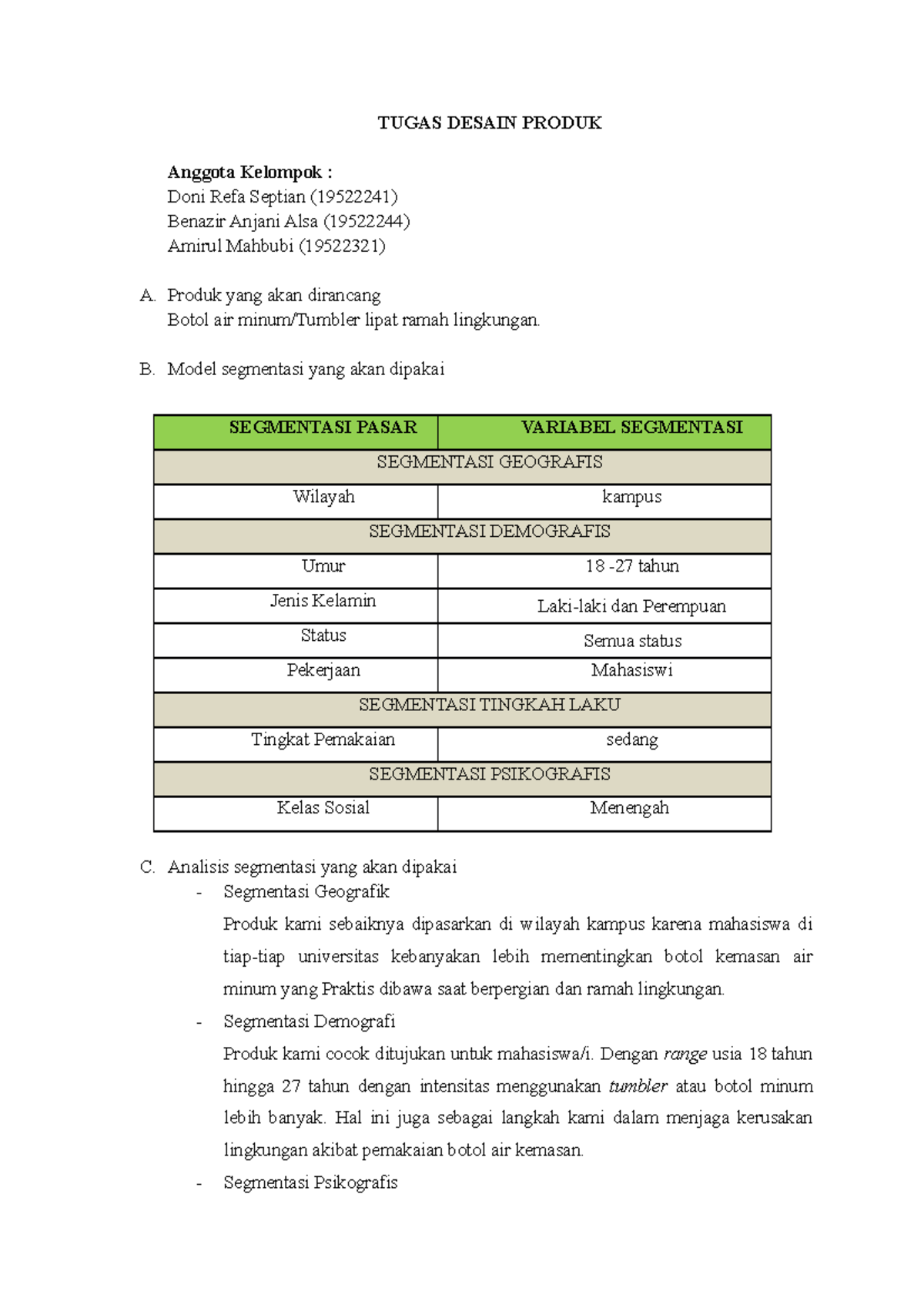 Tugas Des Pro Tugas Desain Produk Anggota Kelompok Doni Refa
