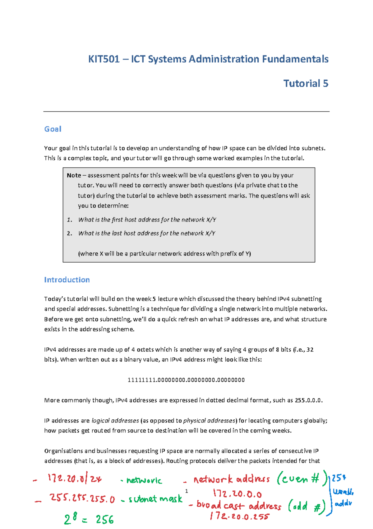 Kit501-tute-05 - Tutorial 5 - KIT501 – ICT Systems Administration Fundamentals Tutorial 5 Goal ...
