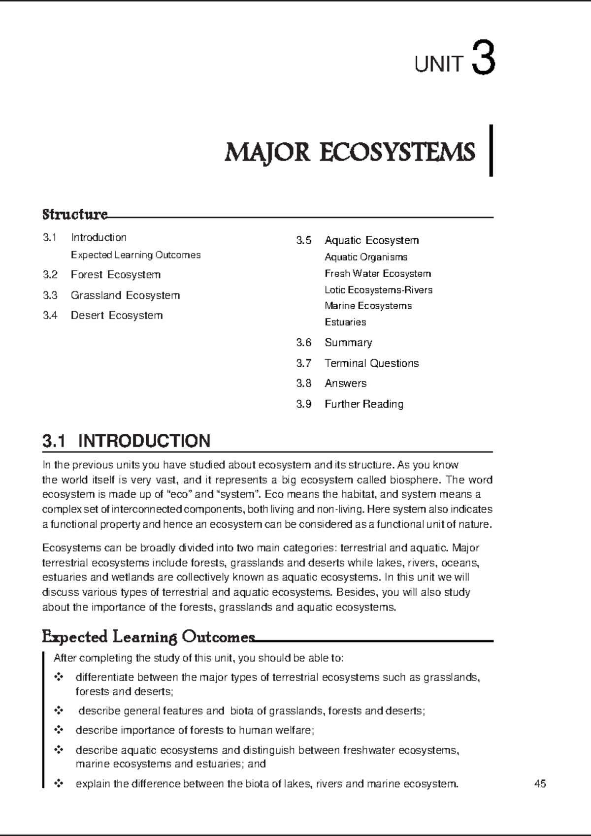 Major ecosystem - Lecture notes 12 - 45 Unit 3 Major Ecosystems - Studocu