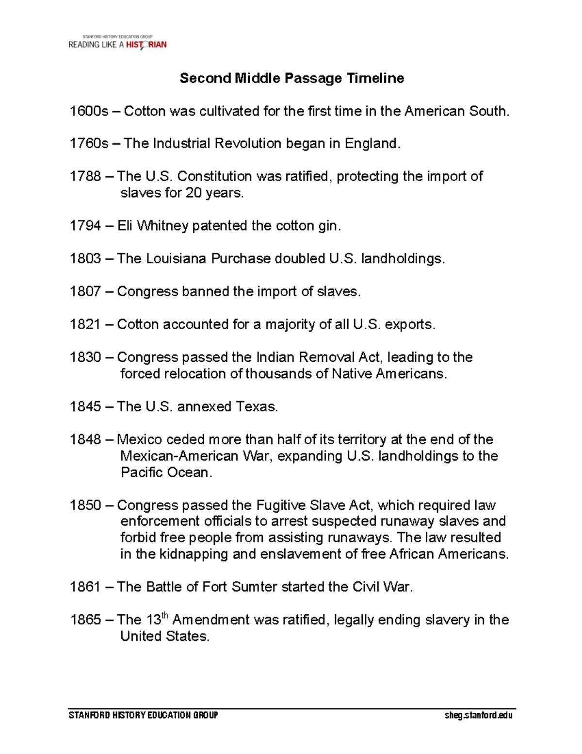 Second Middle Passage turnin - Second Middle Passage Timeline 1600s ...