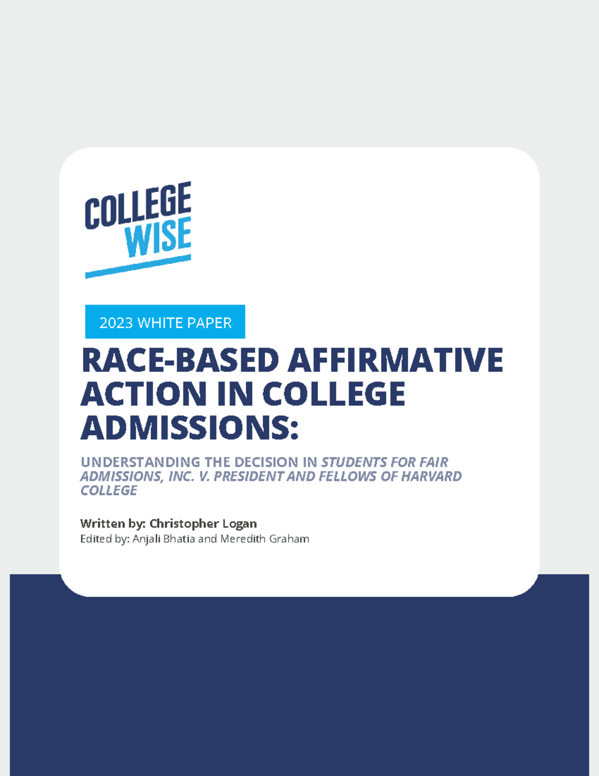 Collegewise Affirmative Action White Paper 2023 - 2023 WHITE PAPER RACE ...
