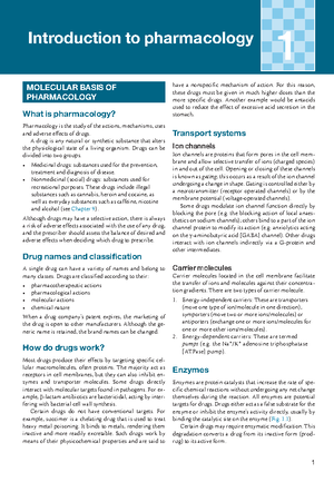 Introduction to Pharmacology - MOLECULAR BASIS OF PHARMACOLOGY What is ...