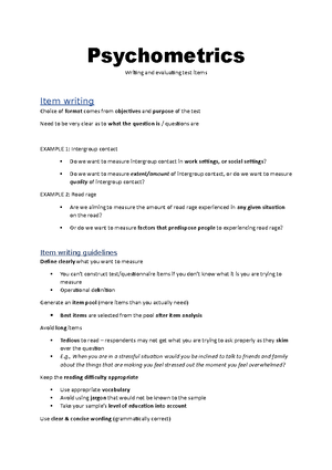 Psychometrics - Formula sheet Correction for guessing o R = number of ...