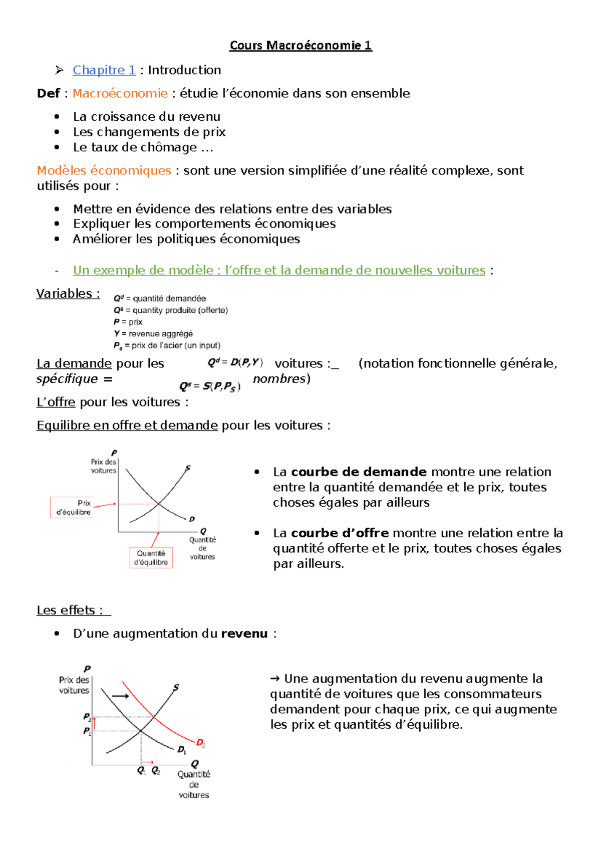 Cours Macroéconomie 1 - .. Modèles économiques : sont une version simplifiée d’une réalité ...