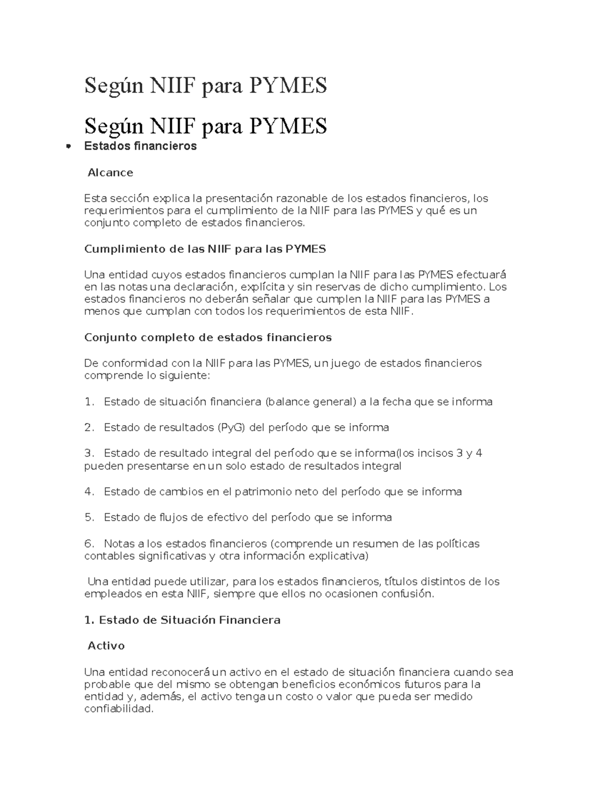 Según NIIF para Pymes - Material de clase - Según NIIF para PYMES Según ...