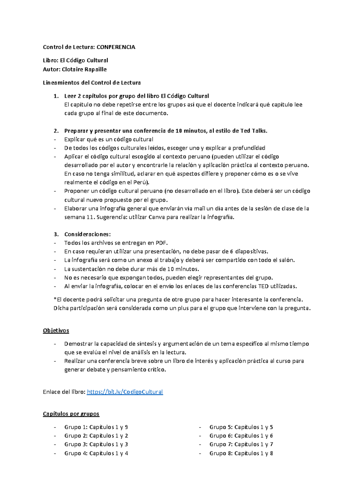 PU66 CL 2024-01 - lineamientos - Control de Lectura: CONFERENCIA Libro ...