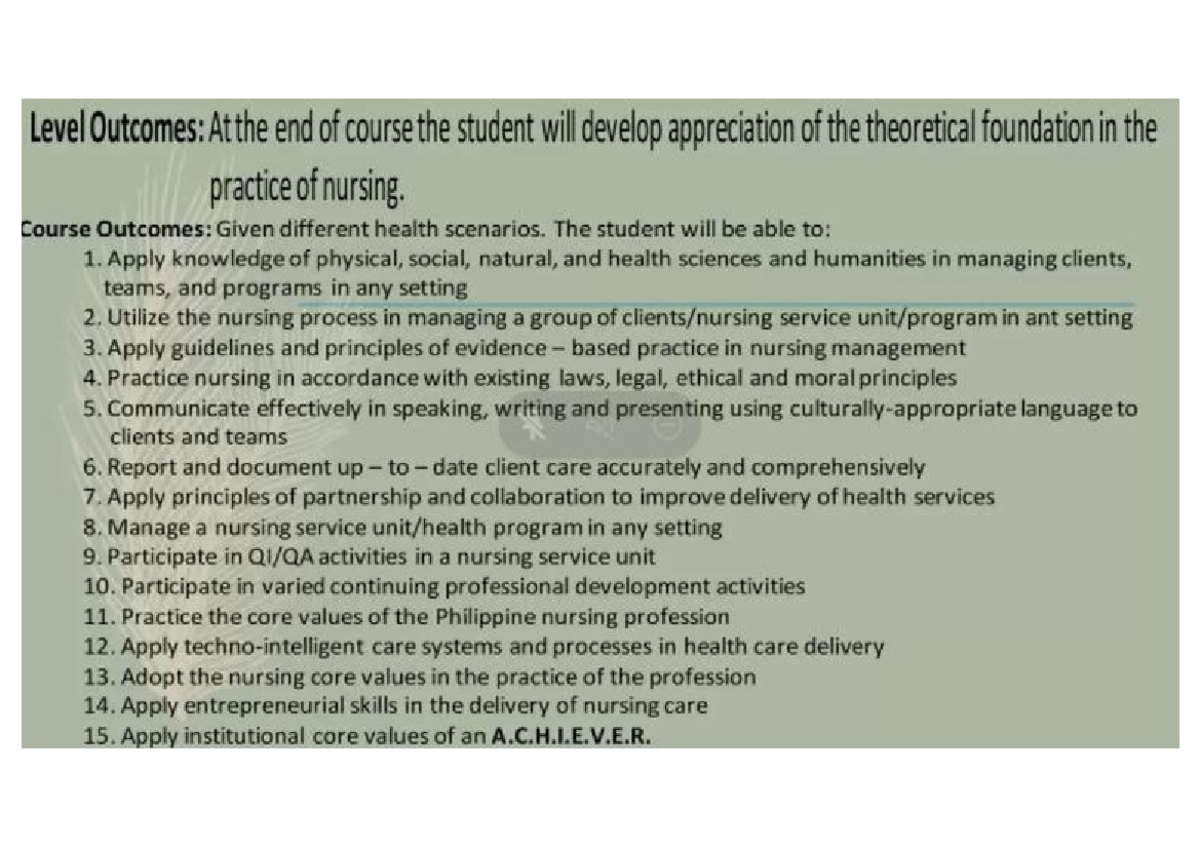 TFN 1st week lesson - Introduction to Nursing - Studocu