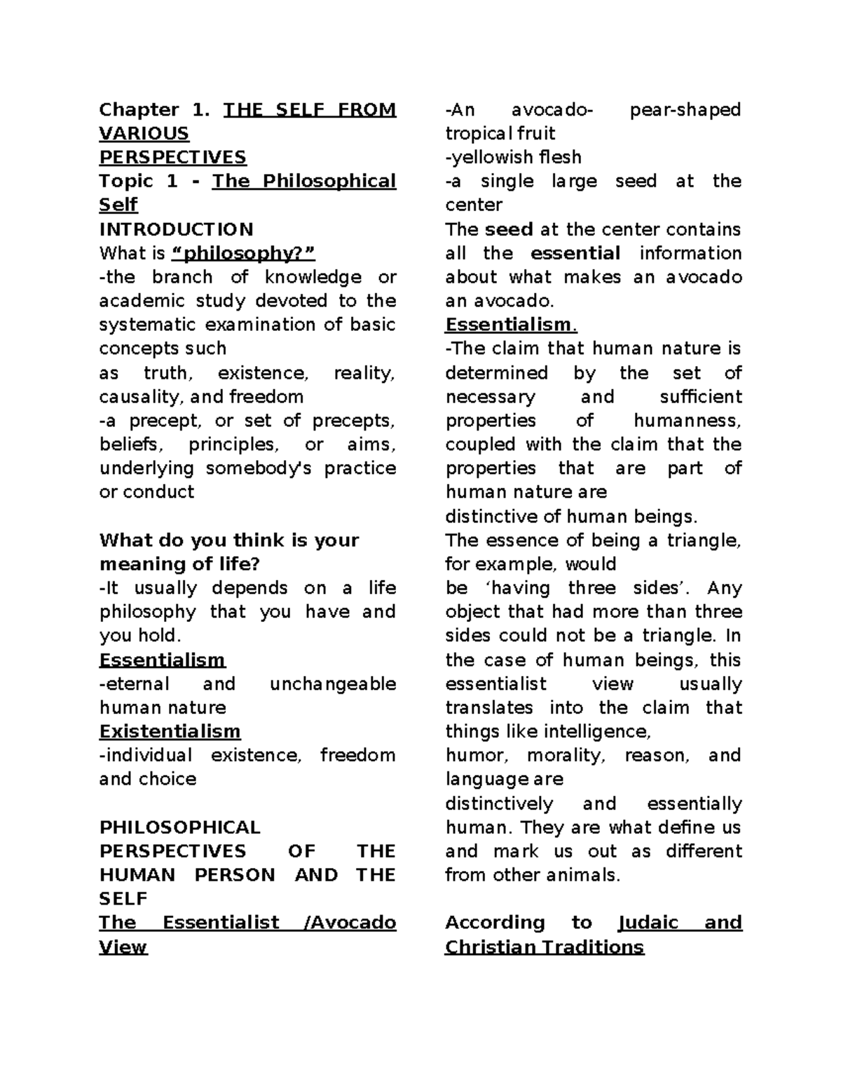 Udself Lessson - Lesson - Chapter 1. THE SELF FROM VARIOUS PERSPECTIVES ...