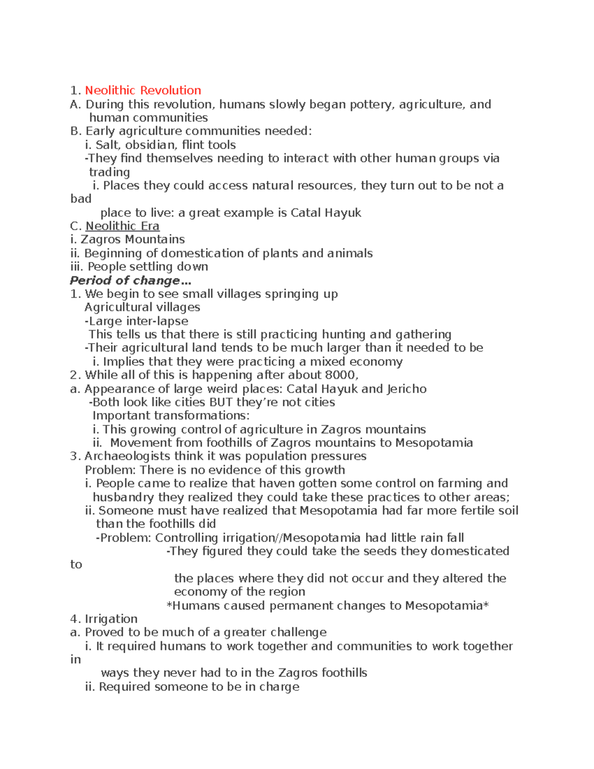 Ancient Near East Study Guide - Neolithic Revolution A. During this ...