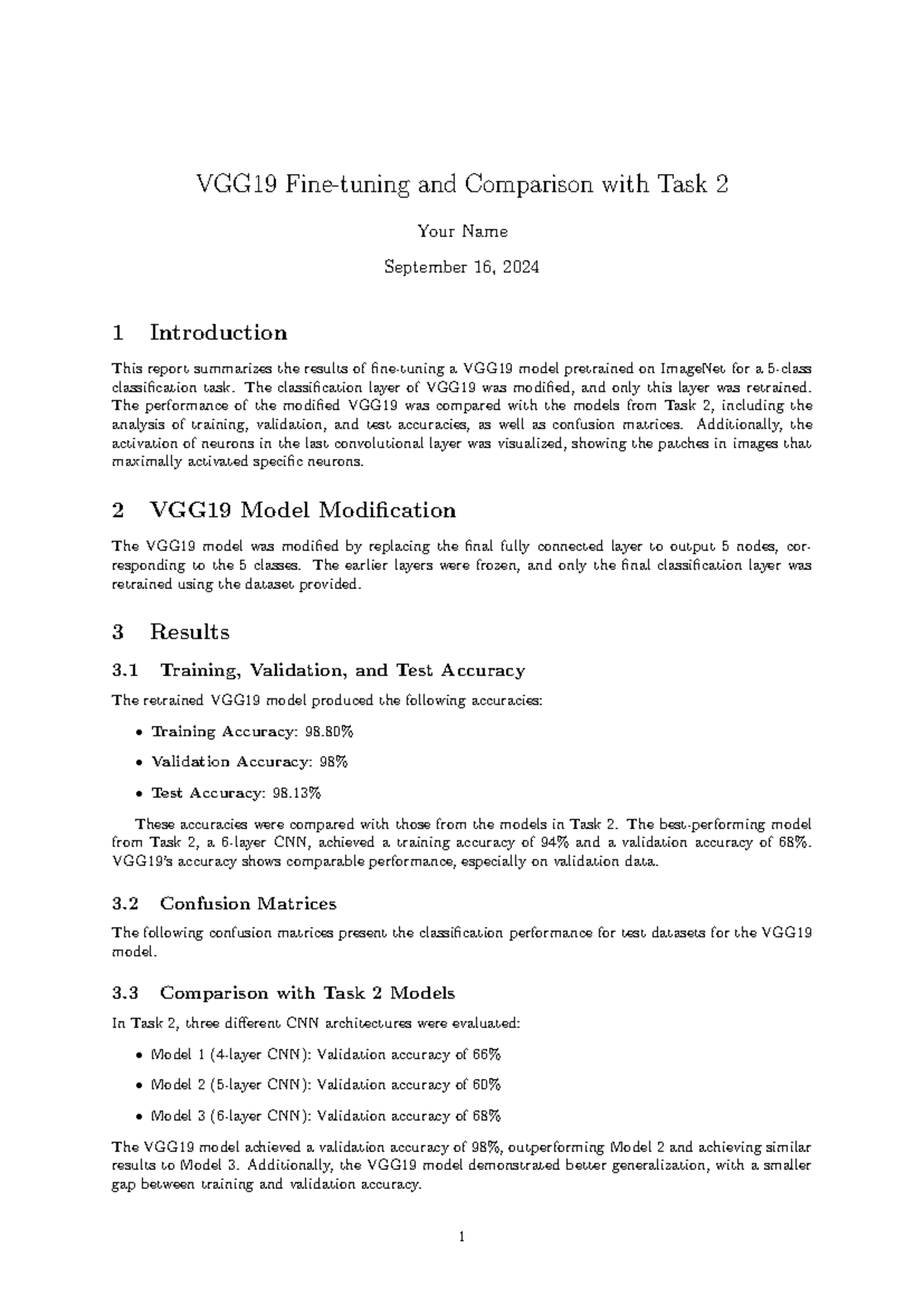 DL A3 T3 - assignment - VGG19 Fine-tuning and Comparison with Task 2 ...