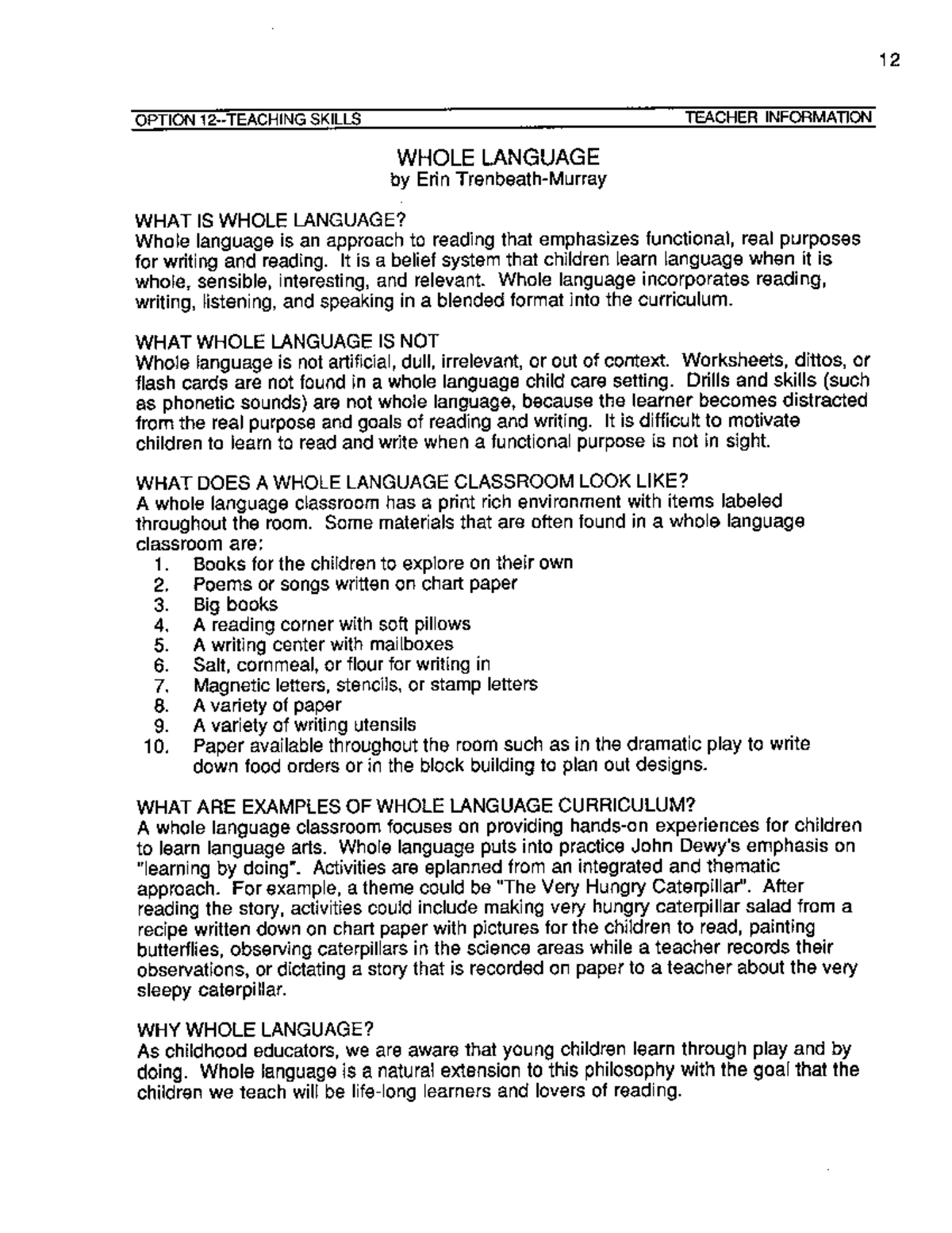 Whole-language - Notes on whole language approach - TMS3719 - Studocu