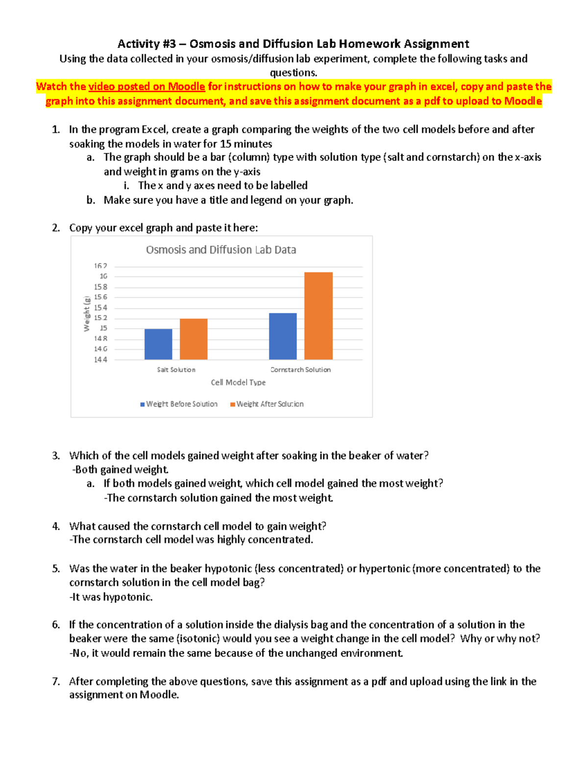 BIOL 112 Activity #3 (2) - Activity #3 – Osmosis and Diffusion Lab Homework Assignment Using the ...