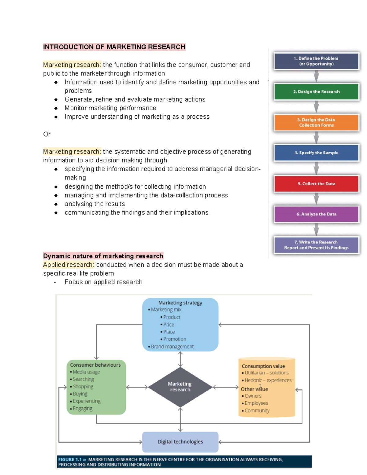 Marketing Research - Lecture notes 1-10 - INTRODUCTION OF MARKETING ...