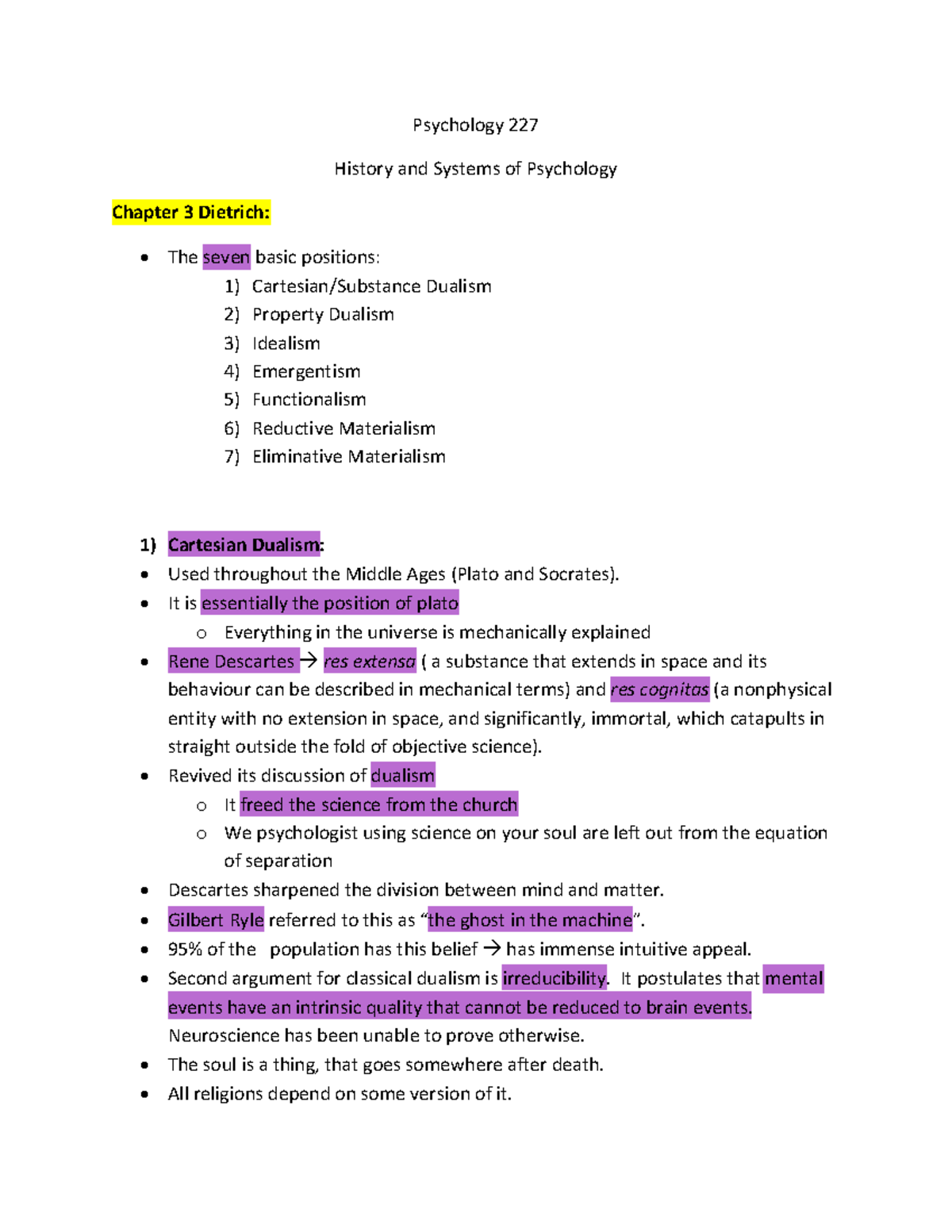 2545 - ch 2 notes - Psychology 227 History and Systems of Psychology ...
